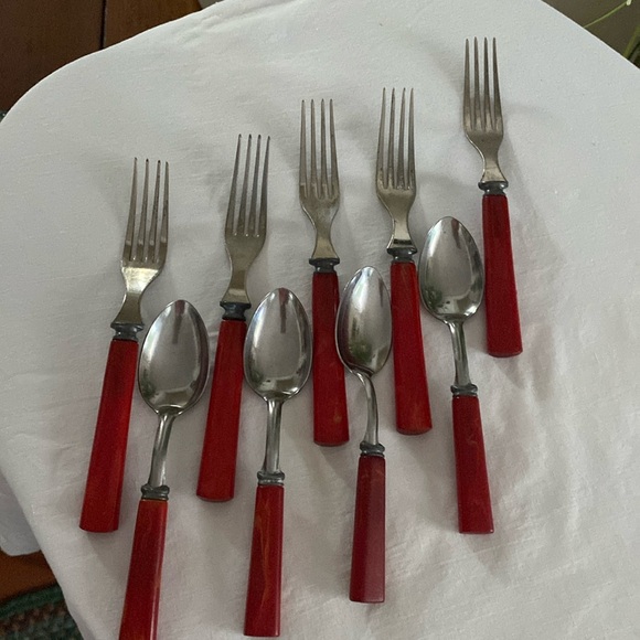 Kitchen | Bakelite Red Handled Flatware Vintage | Poshmark
